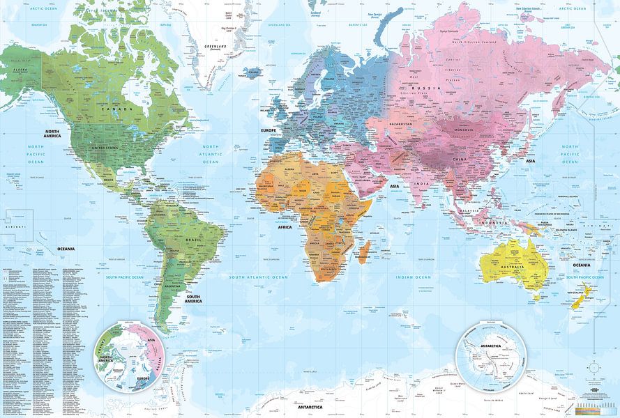 World Map Continents style (2025) by MAPOM Geoatlas on canvas, poster ...