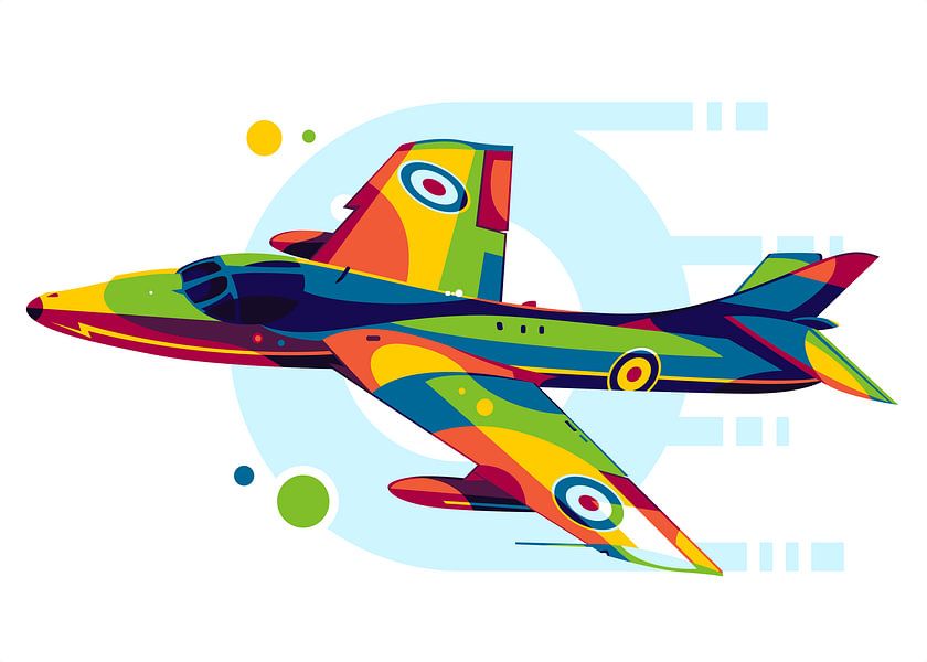 Hawker Hunter in Pop Art van Lintang Wicaksono op canvas, behang en meer