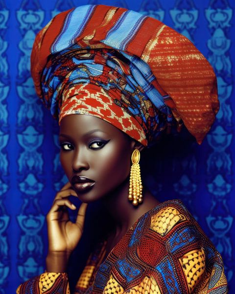 Kleurrijk portret van een Afrikaanse vrouw van Carla Van Iersel op ...