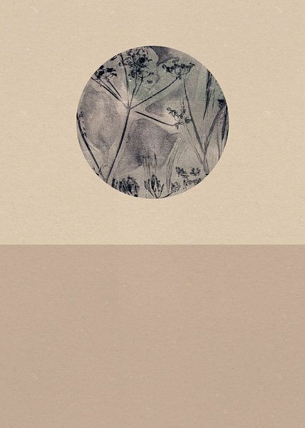 Zen wabi-sabi abstracte botanische kunst in Japandi stijl nr. 6 van Dina Dankers op canvas ...