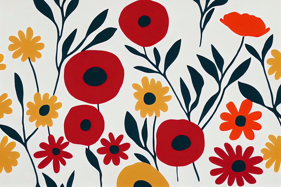Colorful floral pattern in the style of Marimekko VII by Whale & Sons ...