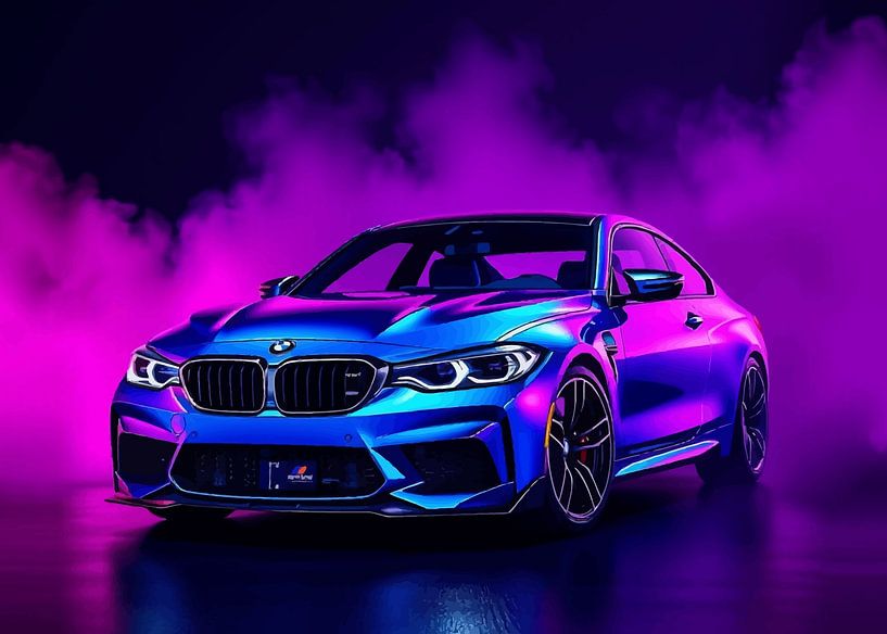 Bmw M4 Violet Neon BMW M4 Neon LED Metal Frame â€“