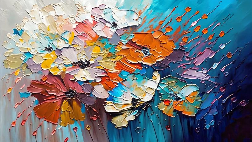 Bloemen Schilderij Abstract van Preet Lambon op canvas, behang en meer