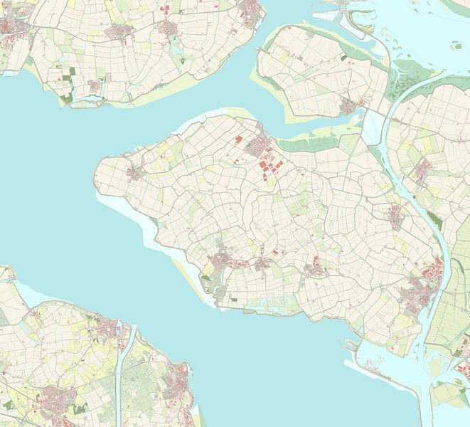 Map of Tholen on canvas, poster, wallpaper and more
