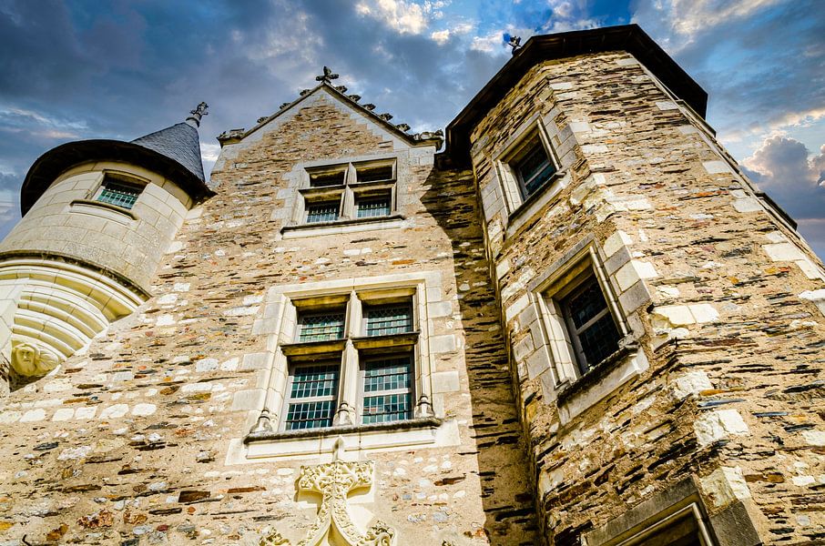 Gevel van het kasteel van Angers in Angers aan de Loire Frankrijk van ...