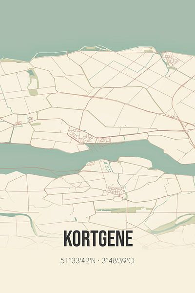 Vintage map of Kortgene (Zeeland) by MyCityPoster on canvas, poster ...