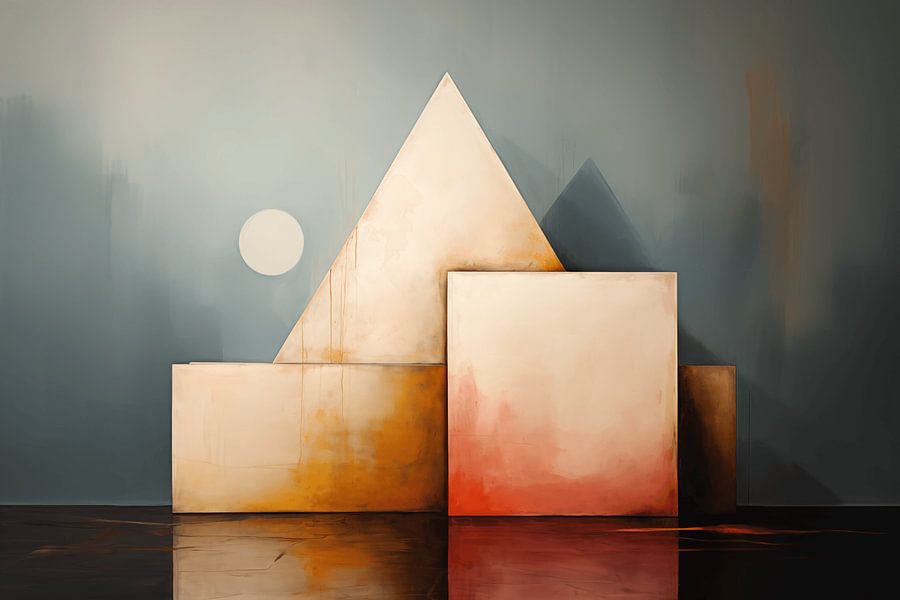 Abstract ruimtelijk samenspel tussen geometrische vormen van Ton ...