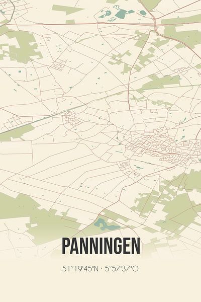 Vintage map of Panningen (Limburg) by Prints of Place on canvas, poster ...