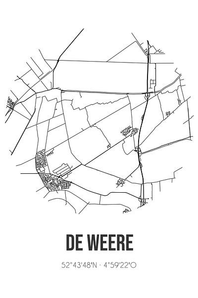 De Weere (Noord-Holland) | Landkaart | Zwart-wit van MijnStadsPoster op ...