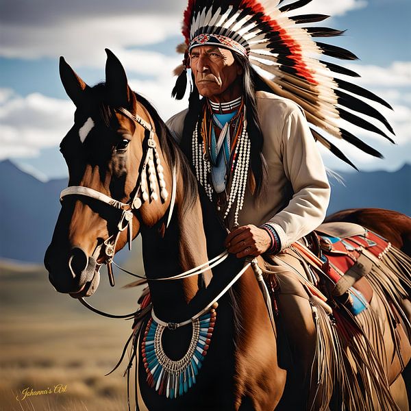 Realistic Native American Art 4 van Johanna's Art op canvas, behang en meer