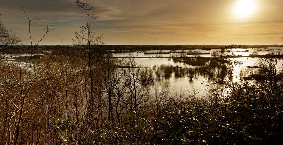 Overstroming van de Rijn in Wageningen van Marcel van den Hul op canvas ...
