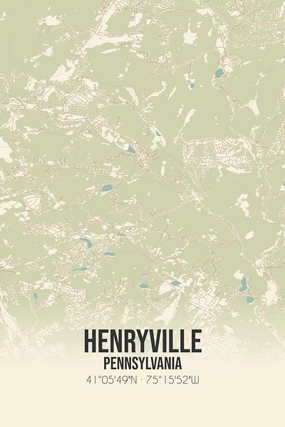 Vintage landkaart van Henryville (Pennsylvania), USA. van ...