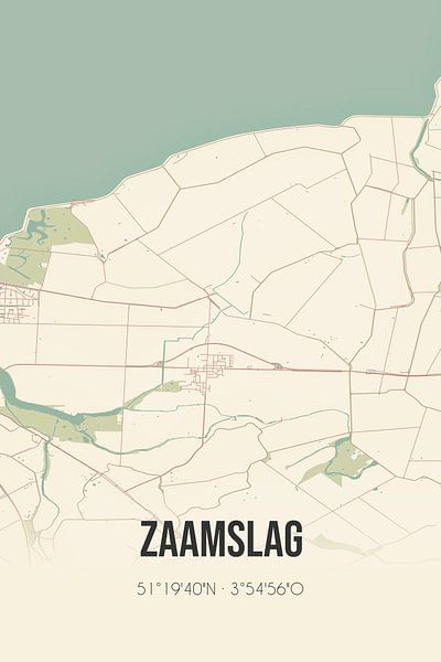 Vintage map of Zaamslag (Zeeland) by MyCityPoster on canvas, poster ...