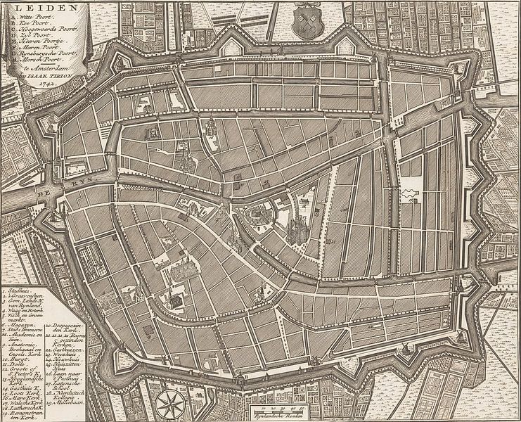 An old map of Leiden. Historical map of Leiden, Old Leiden by ...