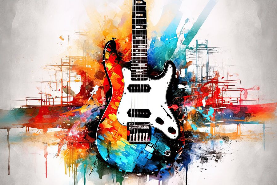 Gitaar abstract van Imagine op canvas, behang en meer