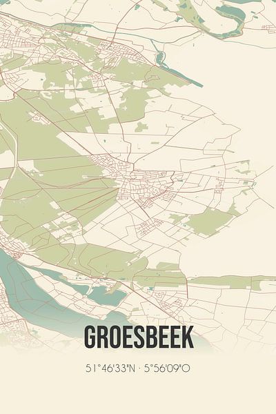 Vintage landkaart van Groesbeek (Gelderland) van MijnStadsPoster op ...