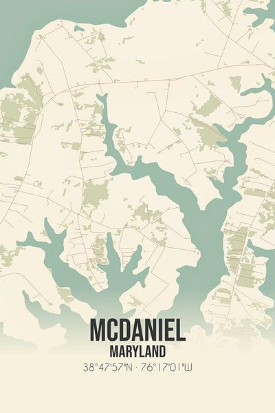 Vintage map of Mcdaniel (Maryland), USA. by MyCityPoster on canvas ...