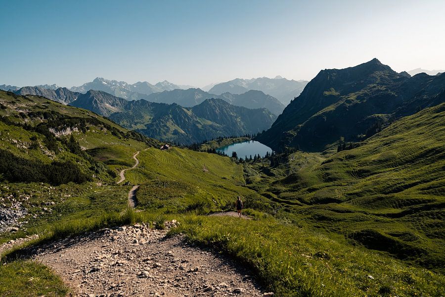 De Seealpsee in de Beierse Alpen van Joris Machholz op canvas, behang ...