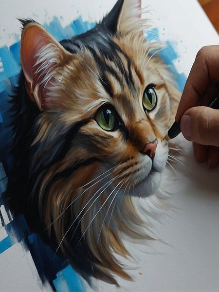 Echte kat van TOAN TRAN op canvas, behang en meer