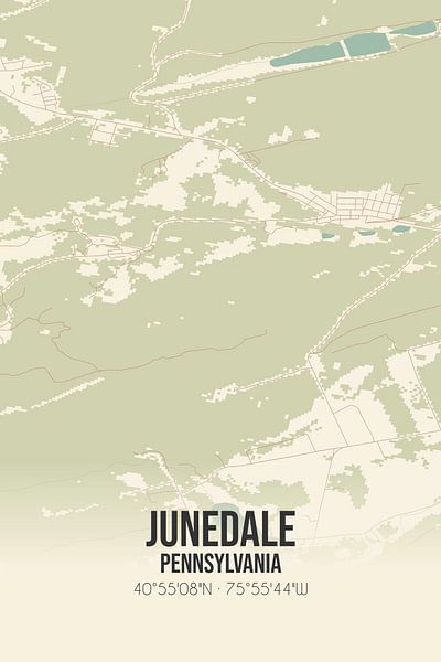 Vintage landkaart van Junedale (Pennsylvania), USA. van MijnStadsPoster ...