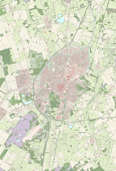 Map of Assen on canvas, poster, wallpaper and more