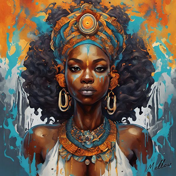 Oya, godin van de storm van Mellow Art op canvas, behang en meer