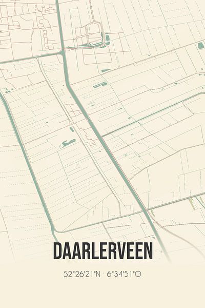 Vintage map of Daarlerveen (Overijssel) by MyCityPoster on canvas ...