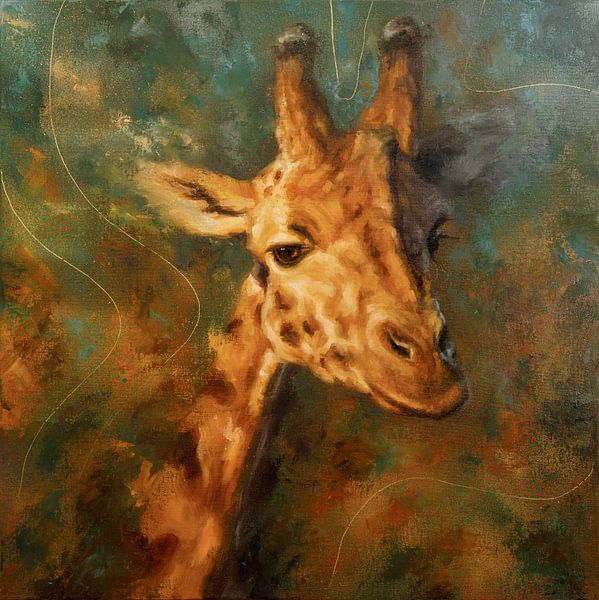 Painting giraffe on safari by Isabel imagination on canvas, poster ...