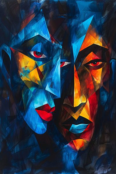 Cubist Portrait with Two Faces by Imperial Art House on canvas, poster ...