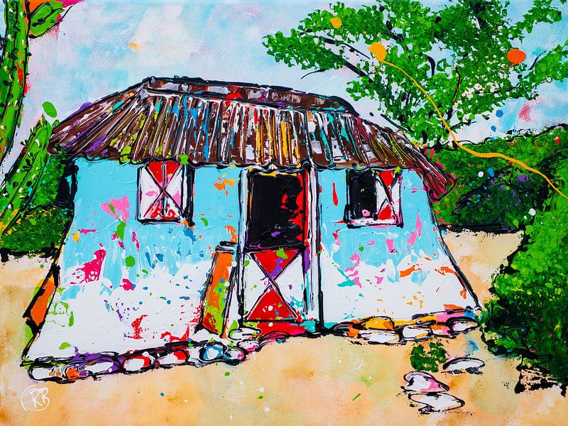 Kunuku house Curaçao by Happy Paintings on canvas, poster, wallpaper ...