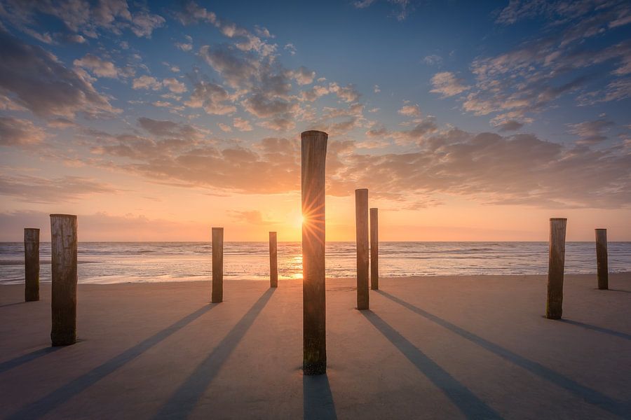 Landschap Kust, Palendorp en Strand Petten van Original Mostert ...