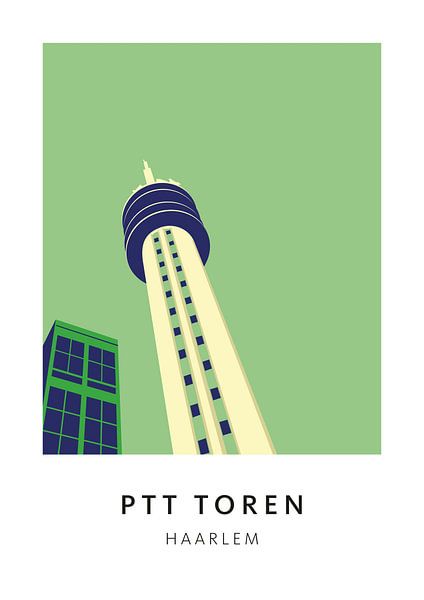 PTT tower Haarlem by Erwin van Wijk on canvas, poster, wallpaper and more