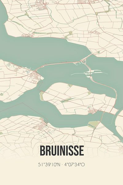 Vintage map of Bruinisse (Zeeland) by MyCityPoster on canvas, poster ...