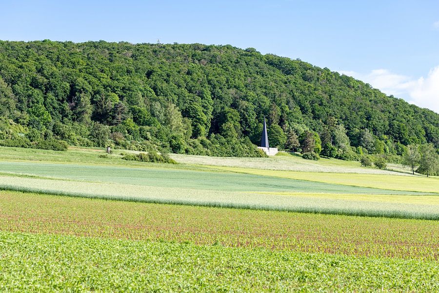 monument met de skeletresten van soldaten die stierven op het slagveld ...