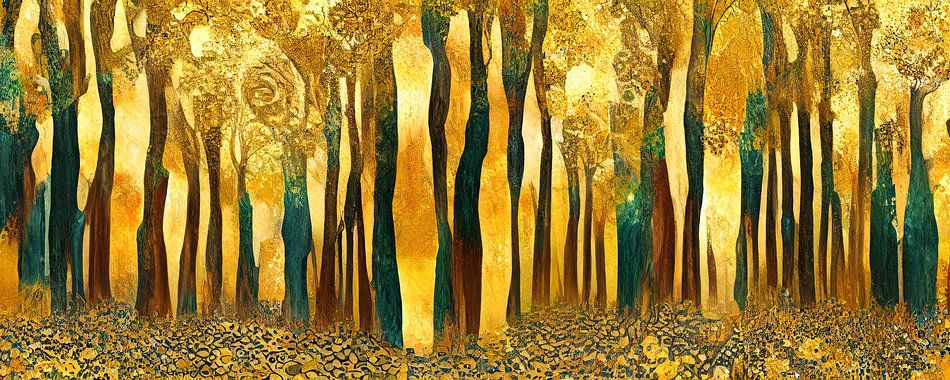 Elegant trees in the style of Gustav Klimt by Whale & Sons on canvas ...