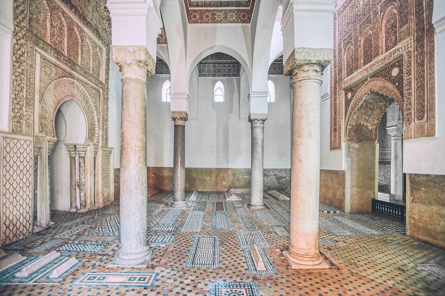 L'école coranique de la madrasa Ben Youssef à Marrakech, au Maroc. Un ...