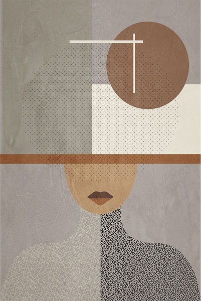 Abstract portret van Mirjam Duizendstra op canvas, behang en meer