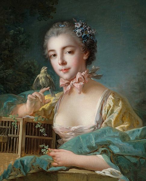 Vermoedelijk portret van Marie-Emilie Baudouin, François Boucher op ... Vermoedelijk portret van Marie-Emilie Baudouin, François Boucher op ...