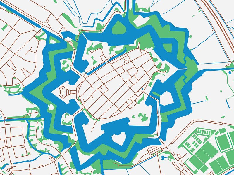 Kaart van Naarden in de stijl Urban Ivory van Map Art Studio op canvas ...