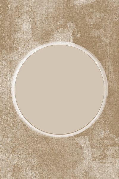 Abstracte Zen kunst. Ikigai, maan en zon. Japanse stijl in bruin en beige van Dina Dankers op ...