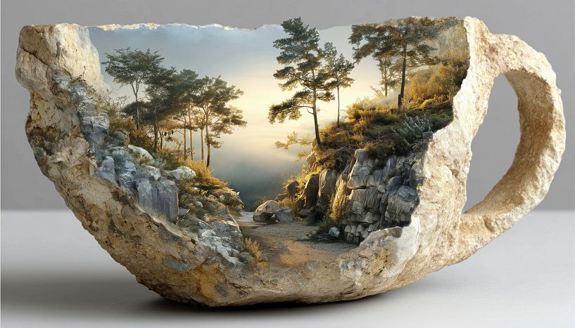 Landschap en bomen in vaas kruik panorama van TheXclusive Art op canvas ...