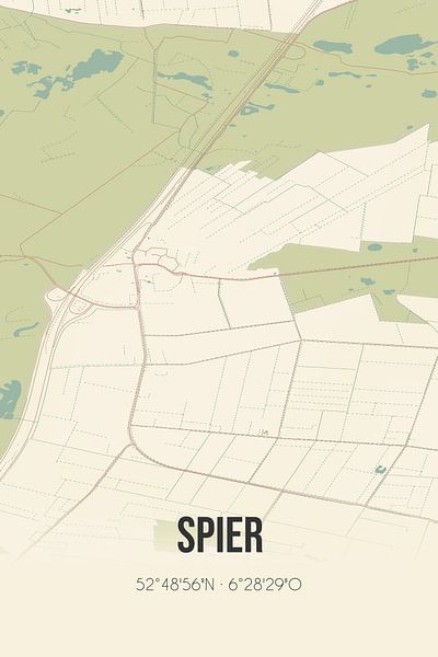 Vintage map of Spier (Drenthe) by MyCityPoster on canvas, poster ...