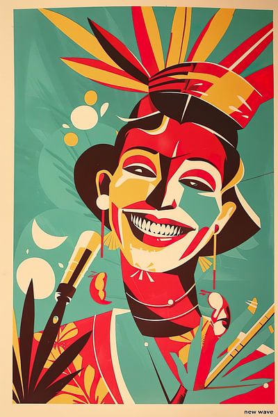 New Wave vintage & retro poster van PixelPrestige op canvas, behang en meer