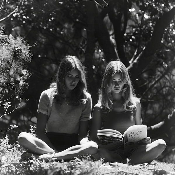 Lezende vrouwen van Dream Drip op canvas, behang en meer