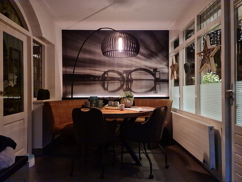 Hoog water bij Stuw van Driel van Sander Grefte op canvas, behang en meer