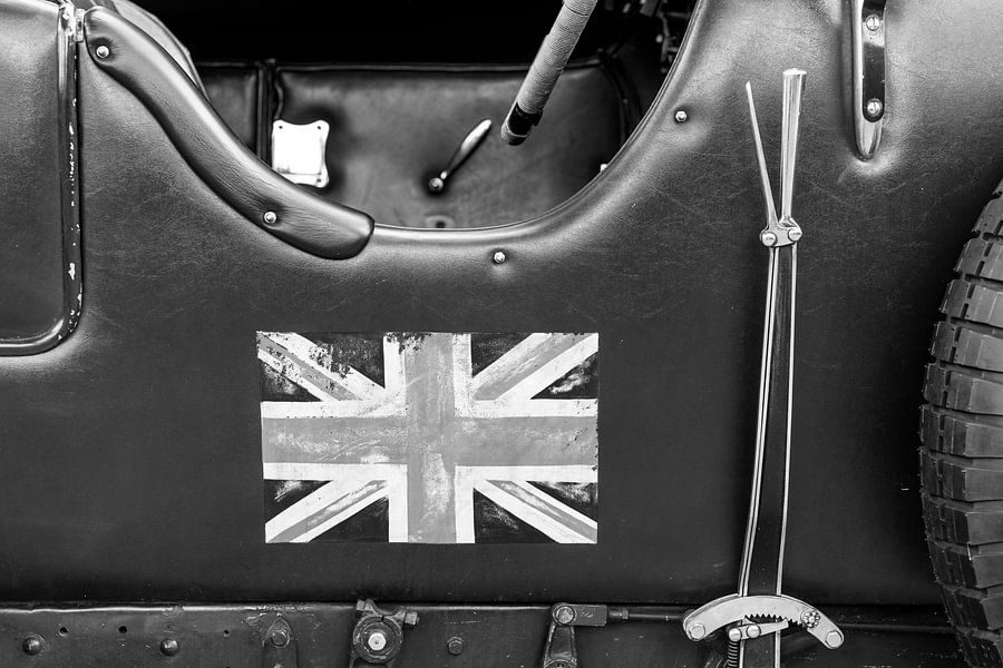 Bentley 4½ Litre Engelse klassieke auto met een Union Jack vlag. van ...