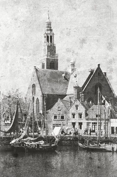 Historisch: Groote Kerk van Maassluis van Maurice Verschuur op canvas ...