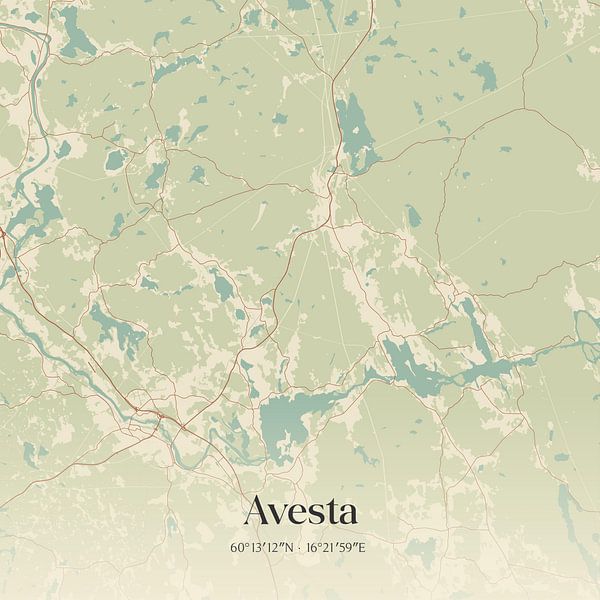 Vintage map of Avesta, Sweden. by MyCityPoster on canvas, poster ...
