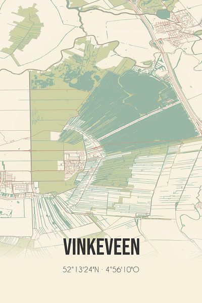 Vintage map of Vinkeveen (Utrecht) by MyCityPoster on canvas, poster ...