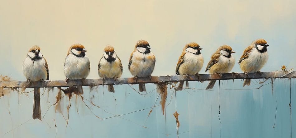 Zeven Rustige Mussen van Blikvanger Schilderijen op canvas, behang en meer